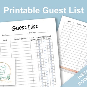 Printable Guest List RSVP Tracker Hen Party Stag Do - Etsy