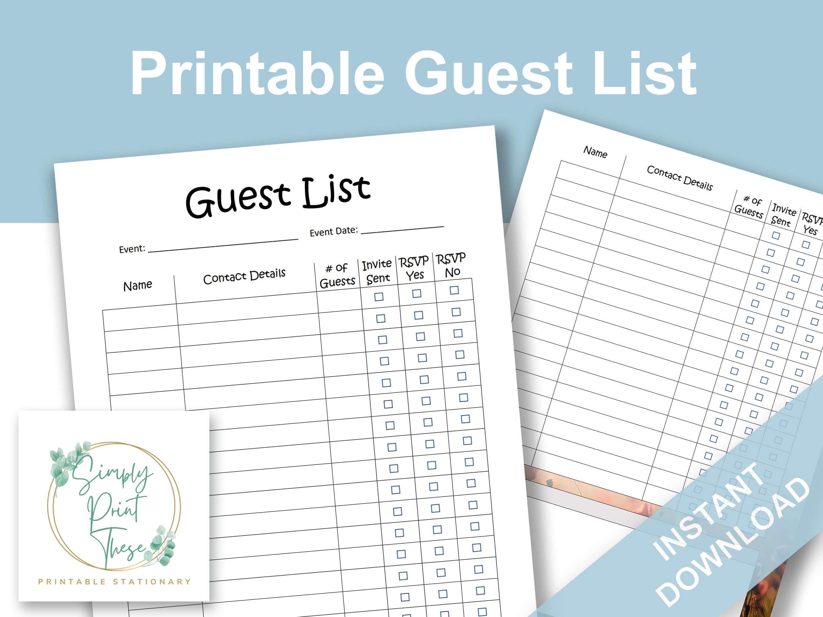 Printable Guest List RSVP Tracker, Hen Party, Stag Do, Corporate Event ...
