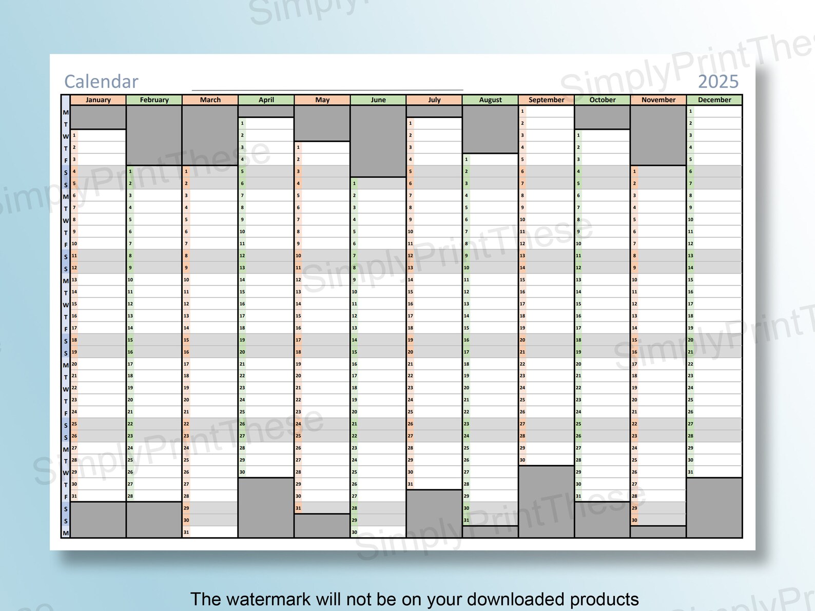 Printable 2025 Yearly Organiser Calendar 2025 Calendar 2025 Organiser ...