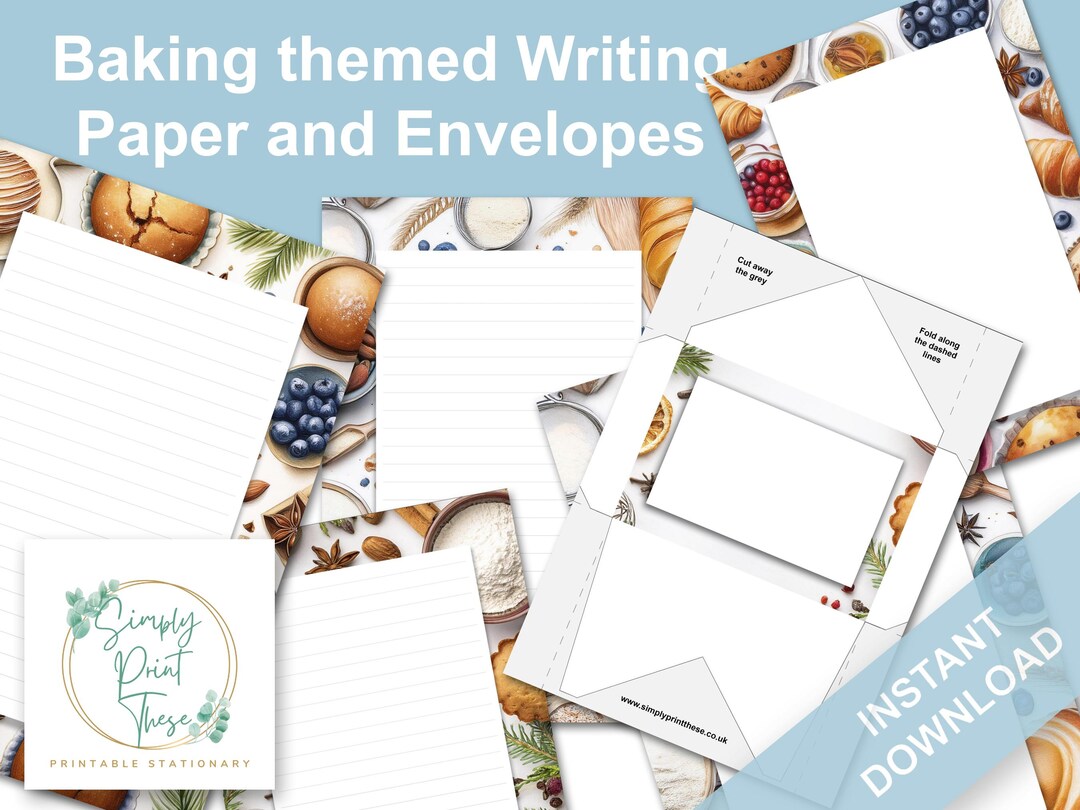 PDF, Printable Baking Themed Writing Paper and Envelopes - Etsy
