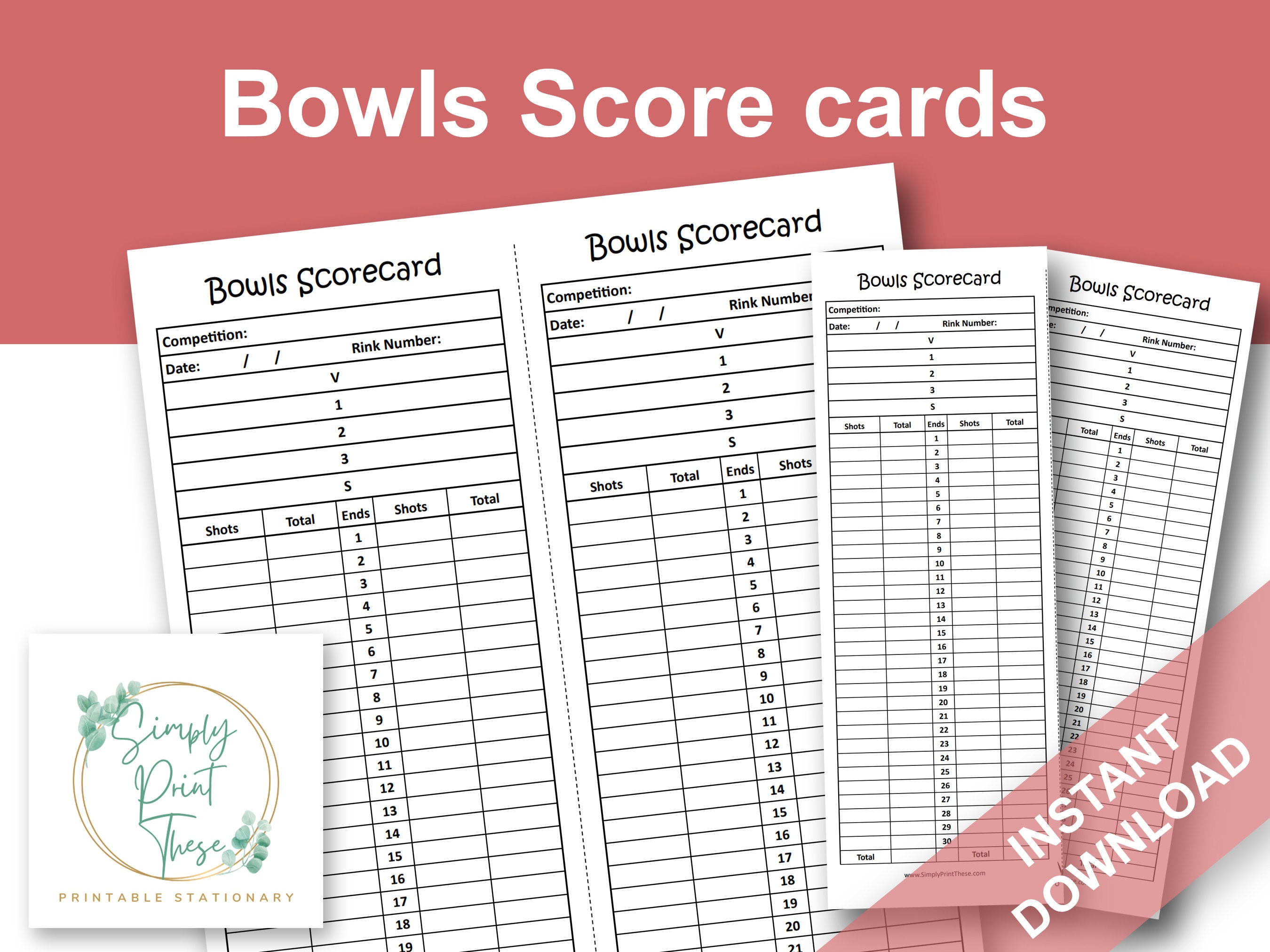 Printable Bowls Score Cards to Record Your Bowls Competitions, Bowls ...