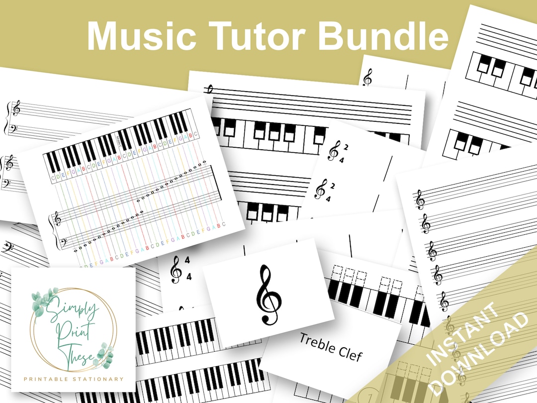 25 Music Worksheets With Staves, Bars, Notes, Flashcards & Piano ...