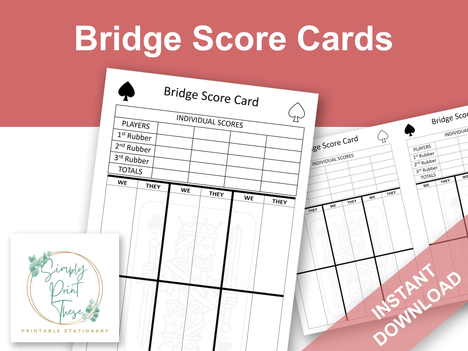 Printable Bridge Score Sheets to Record Your Bridge Card Games, Bridge ...
