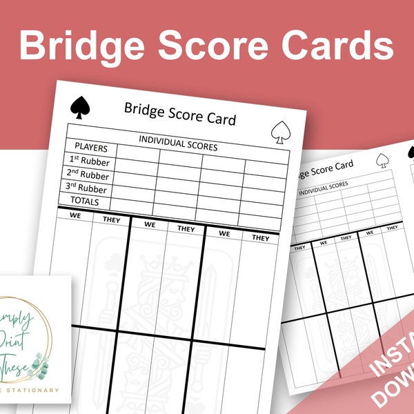 Printable Bridge Score Card - Etsy