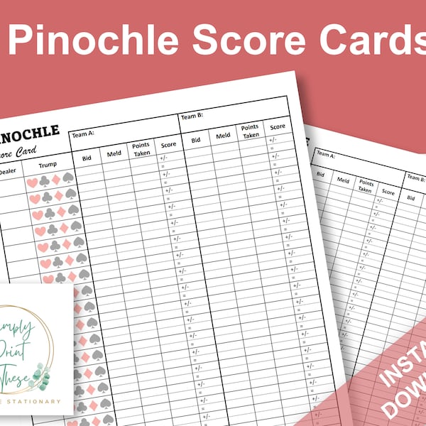 Pinochle Score Sheet - Etsy
