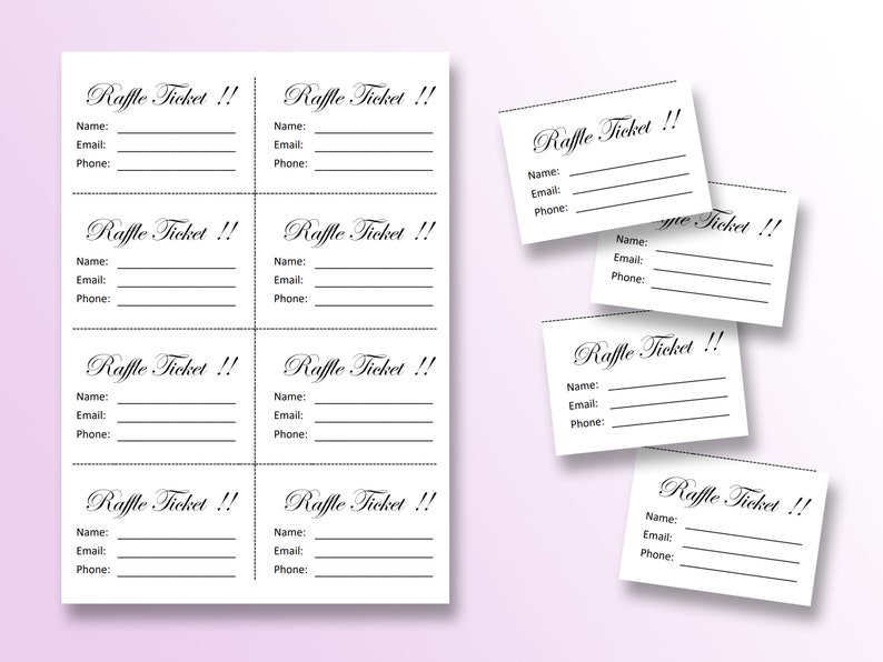 Printable Raffle Tickets Ideal for Prize Draws and Competitions. PDF ...