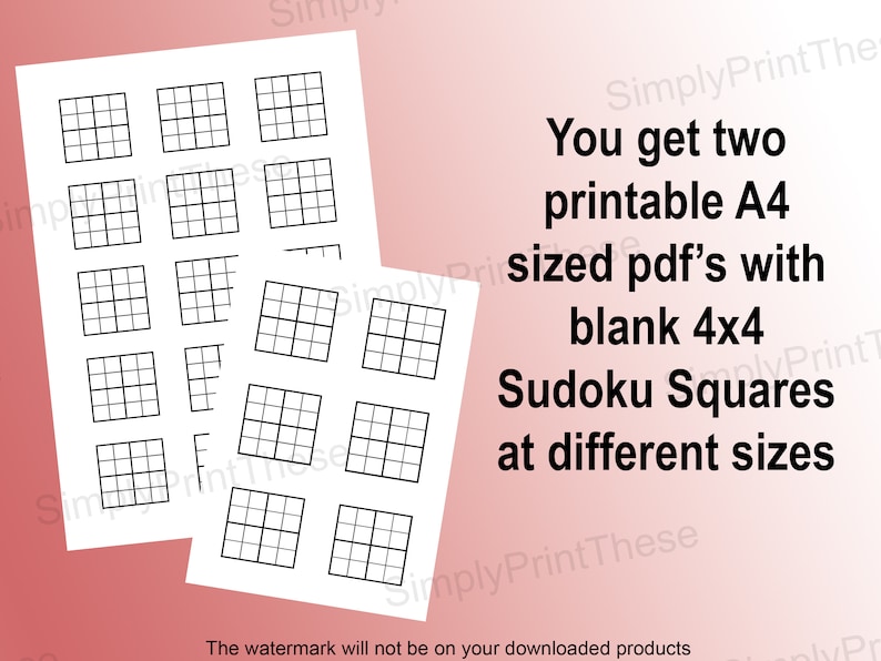 Printable Blank Sudoku Squares, 9x9, 16x16, 6x6 and 4x4 Sudoku Squares ...
