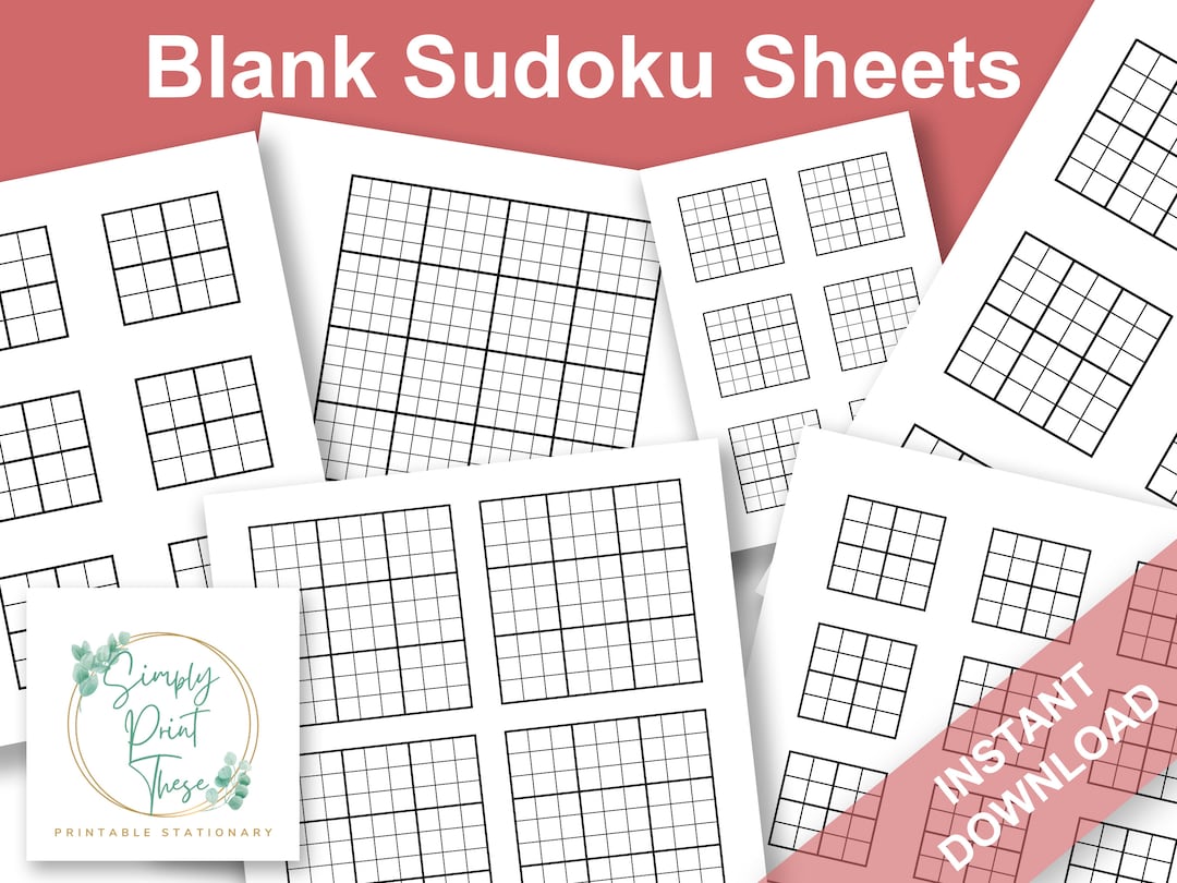 Printable Blank Sudoku Squares, 9x9, 16x16, 6x6 and 4x4 Sudoku Squares ...