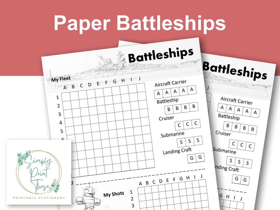 Printable Battleships Game Great for Kids Play in the Car. - Etsy