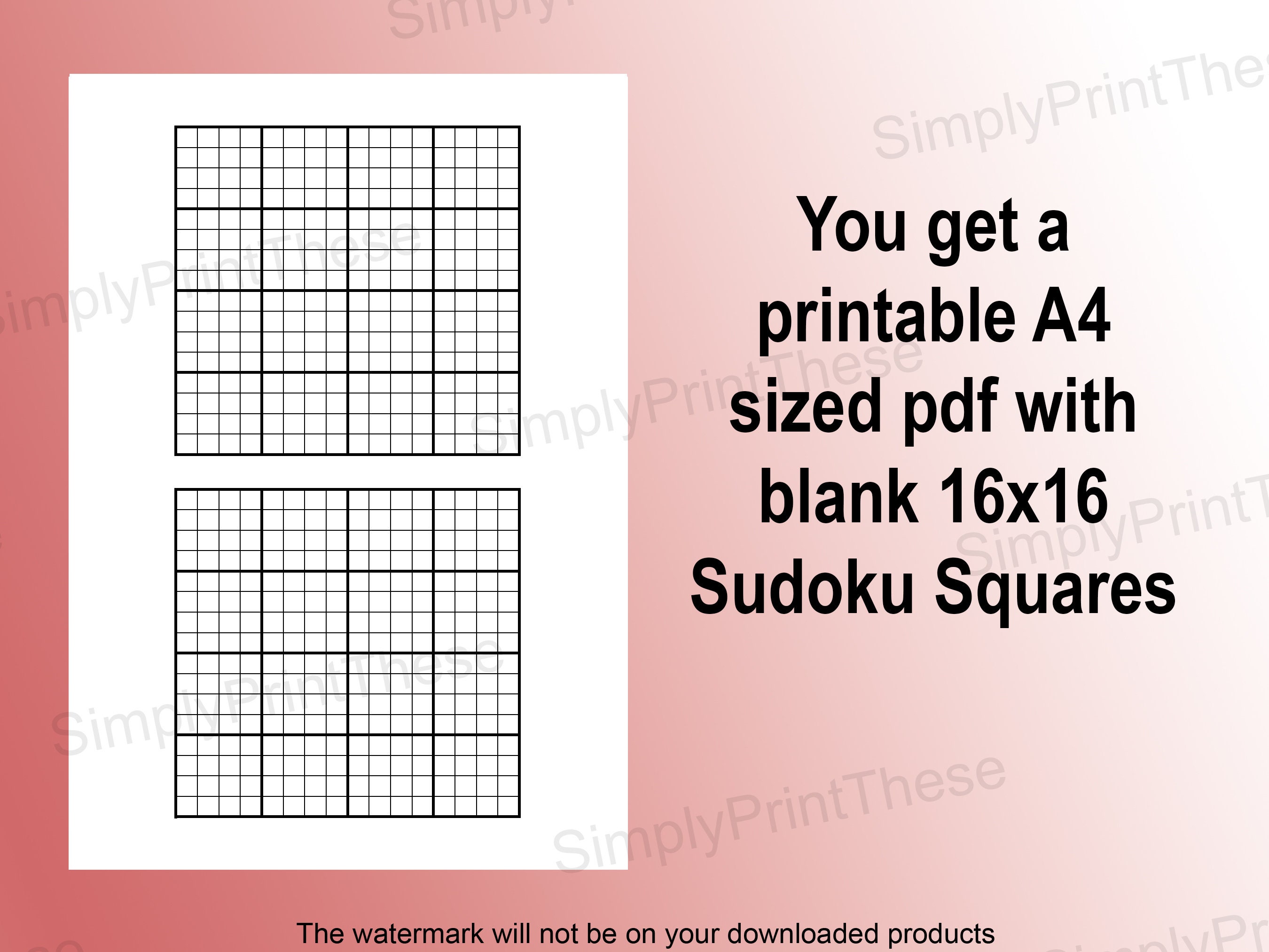 Printable Blank Sudoku Squares, 9x9, 16x16, 6x6 and 4x4 Sudoku Squares ...