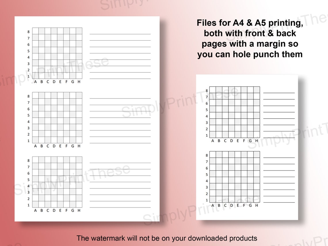 Printable Chess Score Sheets: Tournament Game Notation (digital ...
