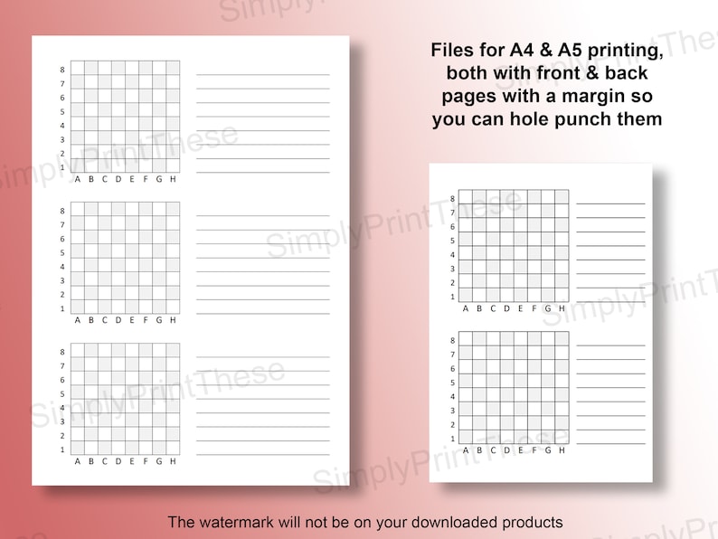 Printable Chess Notation Sheets to Record Your Chess Matches and Chess ...