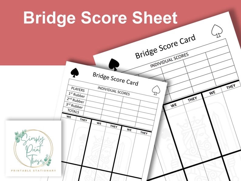 Printable Bridge Score Sheets to Record Your Bridge Card - Etsy Canada