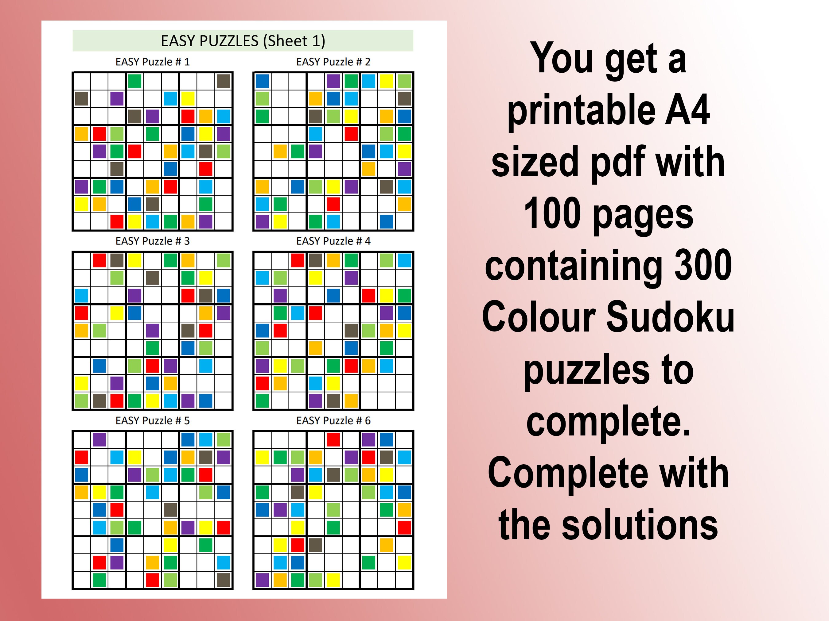 300 Printable Easy-level Colour Sudoku Puzzles for You to Complete ...