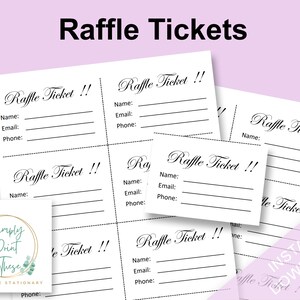 Printable Raffle Tickets Ideal for Prize Draws and Competitions. PDF ...