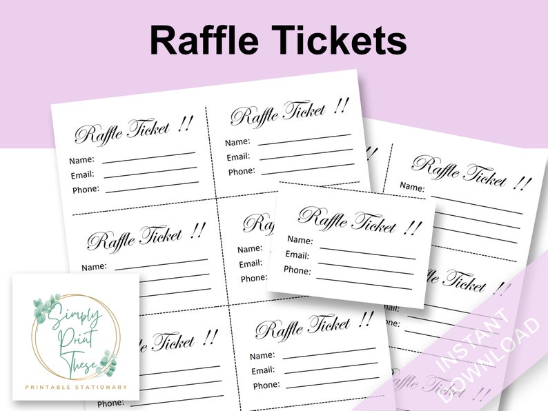 Printable Raffle Tickets Ideal for Prize Draws and Competitions. PDF ...