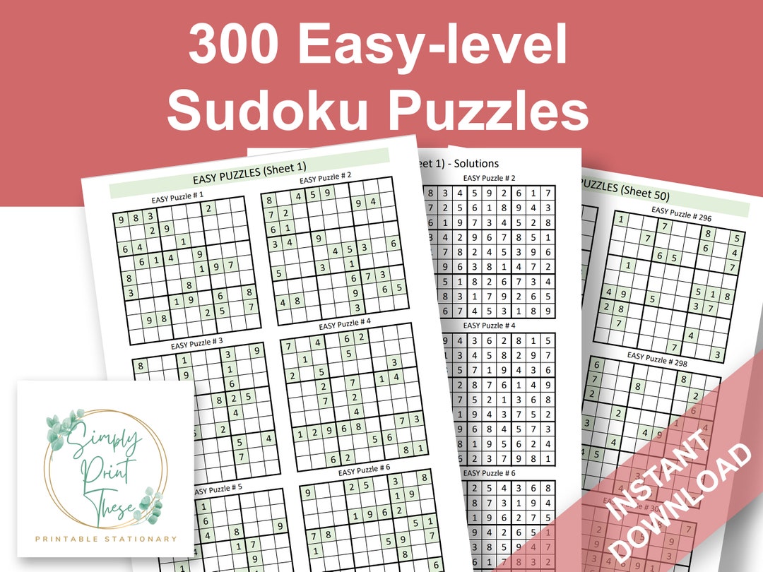 300 Printable Easy-level Sudoku Puzzles for You to Complete. Complete ...