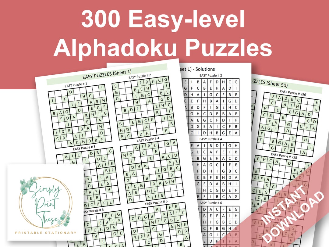 300 Printable Easy-level Alpha Sudoku Puzzles for You to Complete ...