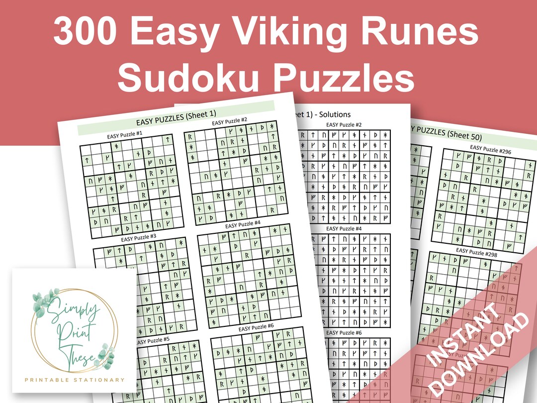 300 Printable Easy-level Viking Runes Sudoku Puzzles for You to ...