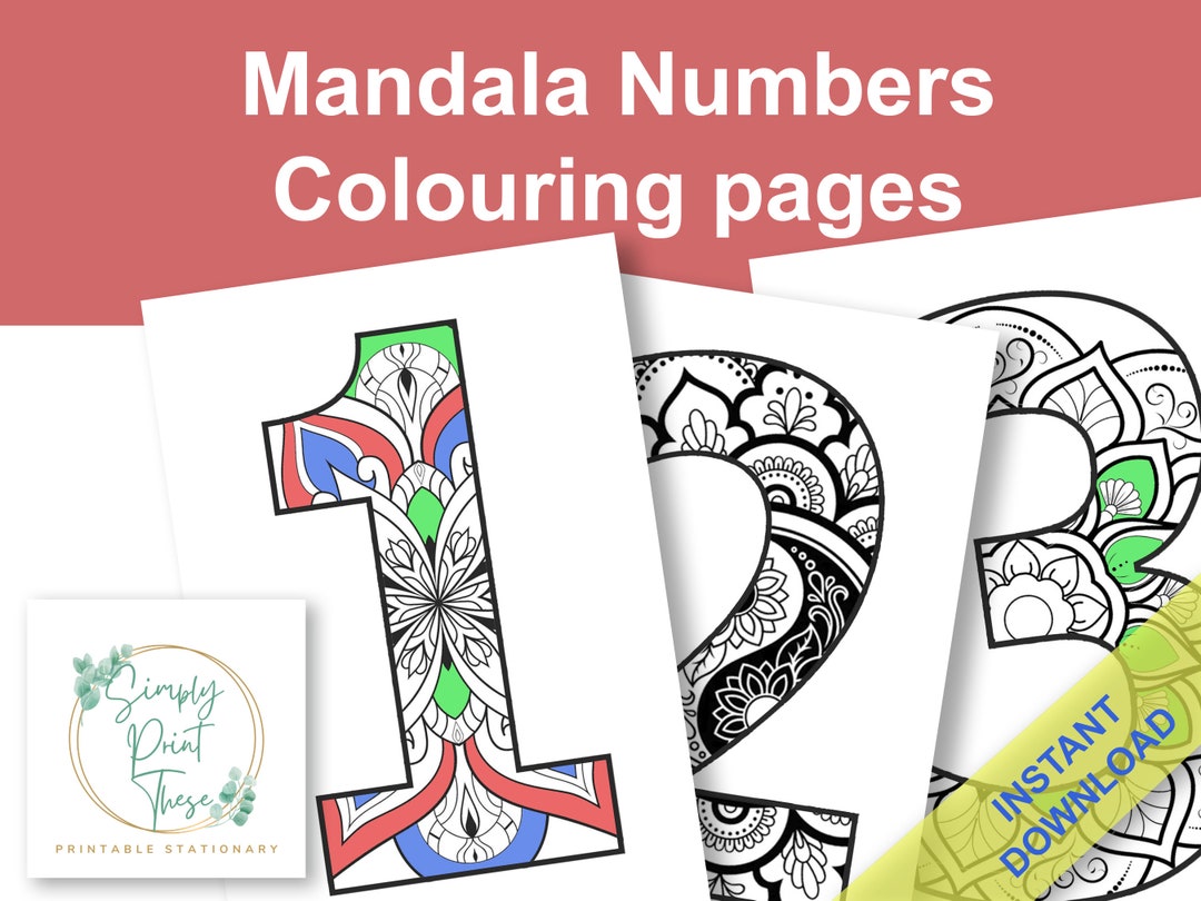 Printable A4 Mandala Numbers for Colouring In Great for All - Etsy
