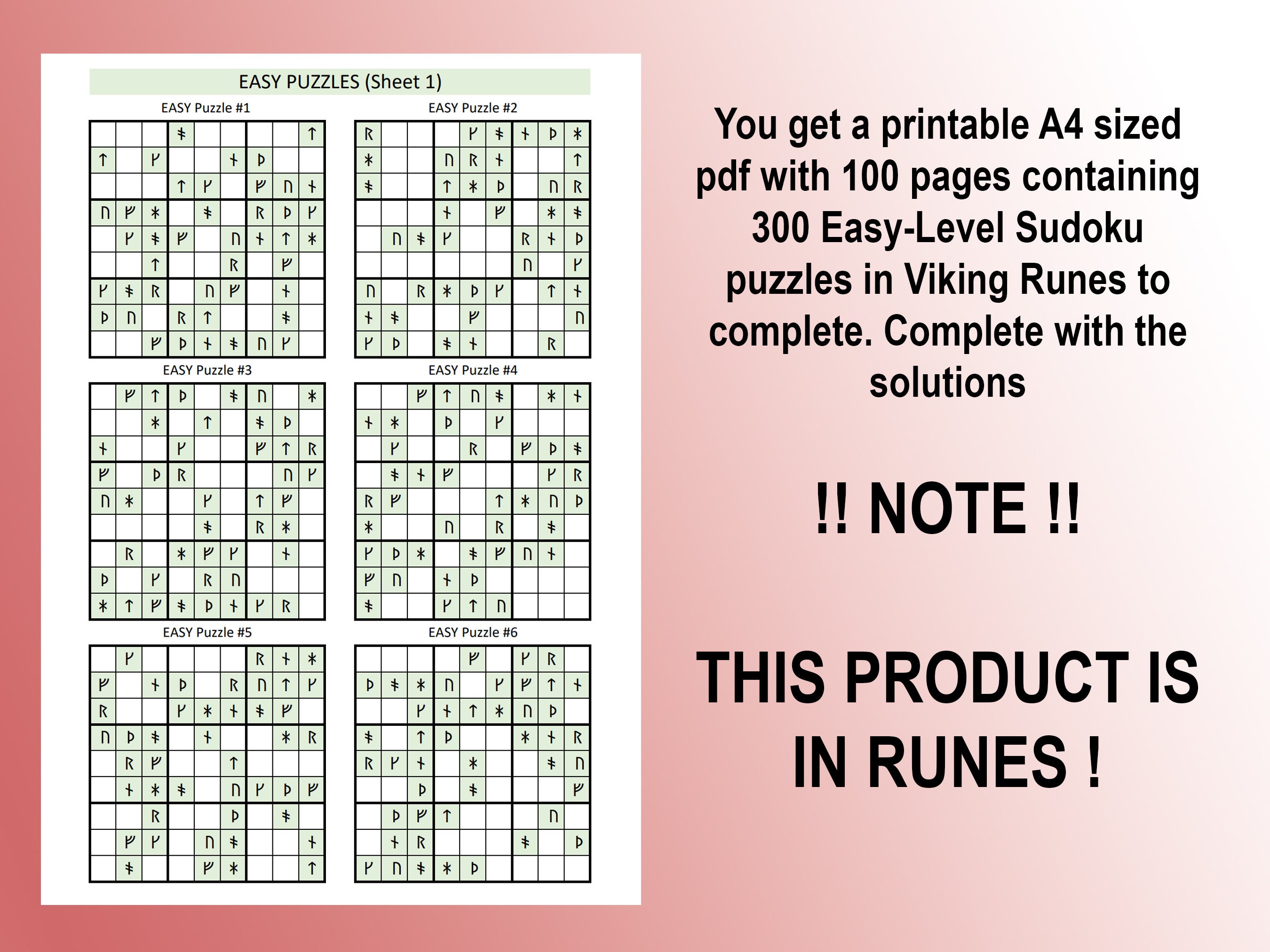 300 Printable Easy-level Viking Runes Sudoku Puzzles for You to ...