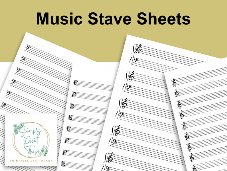 Printable Manuscript Stave Sheets Blank Music Score Sheet - Etsy