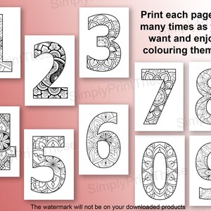Printable A4 Mandala Numbers for Colouring In, Great for All Ages ...