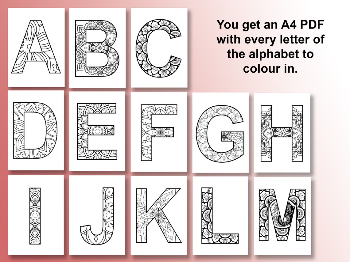 Printable A4 Mandala Letters for Colouring In, Great for All Ages ...