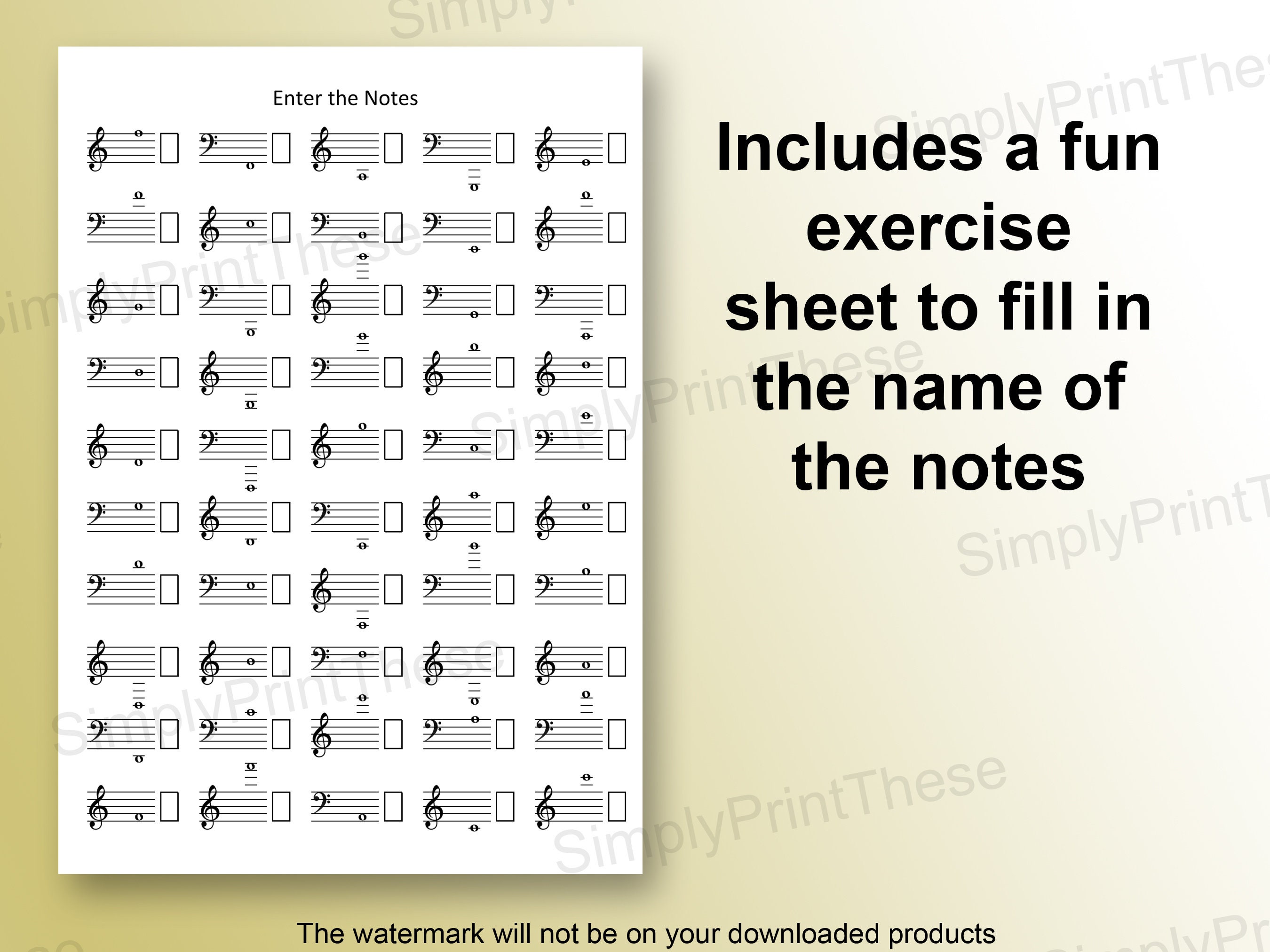 25 Music Worksheets With Staves, Bars, Notes, Flashcards & Piano ...