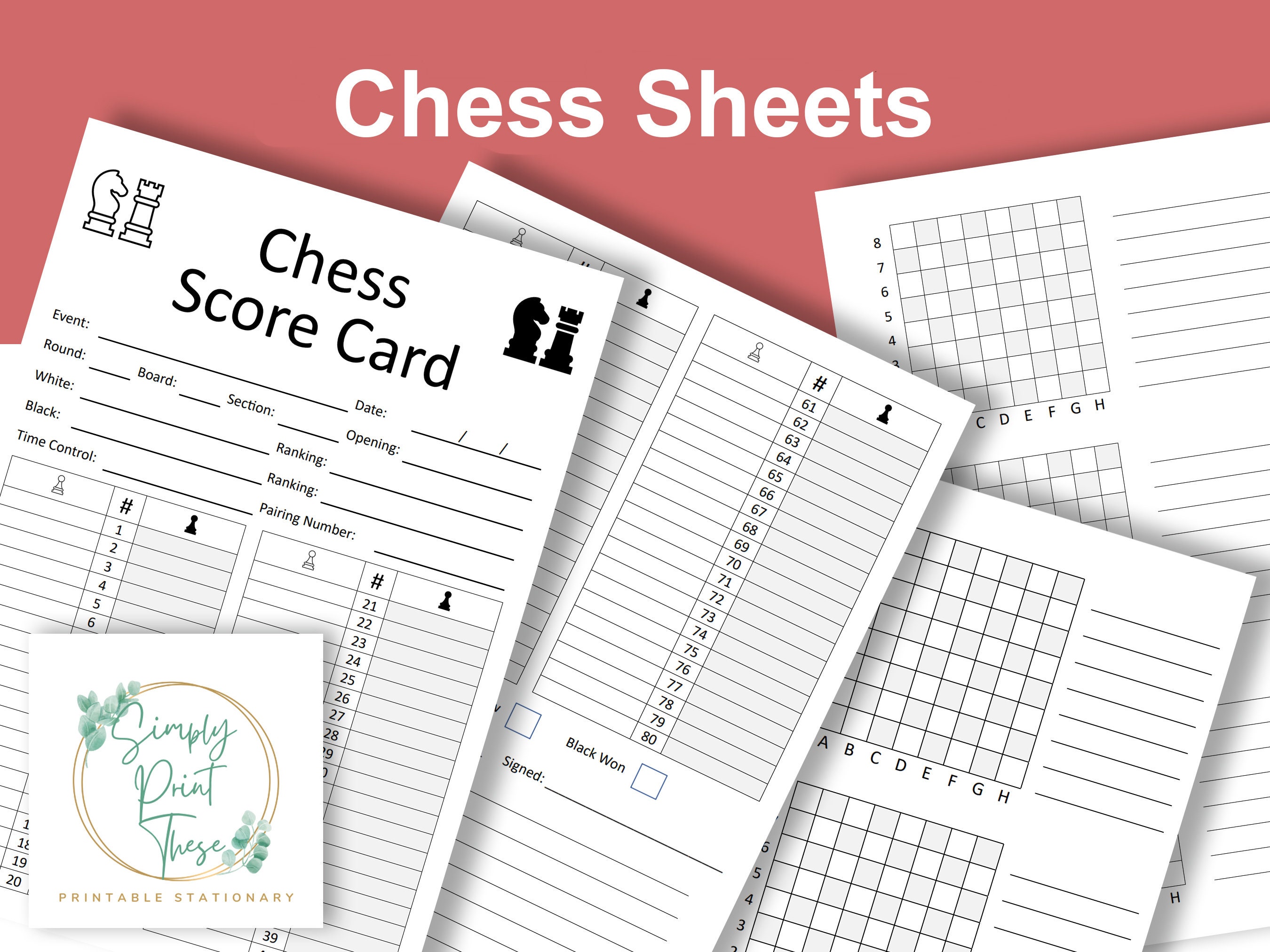 Printable Chess Notation Sheets to Record Your Chess Matches - Etsy ...