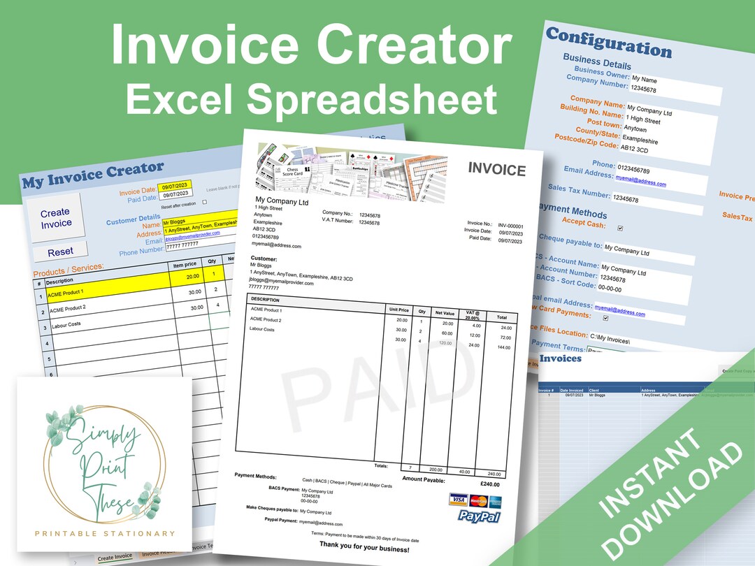 Invoice Creator, Excel Spreadsheet to Help You Create Great Looking Invoices and Get Paid by ...