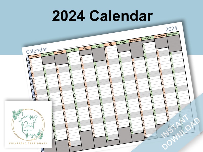 Printable 2024 PDF A4/A3/A2 Yearly Planner Great to Help You Keep ...