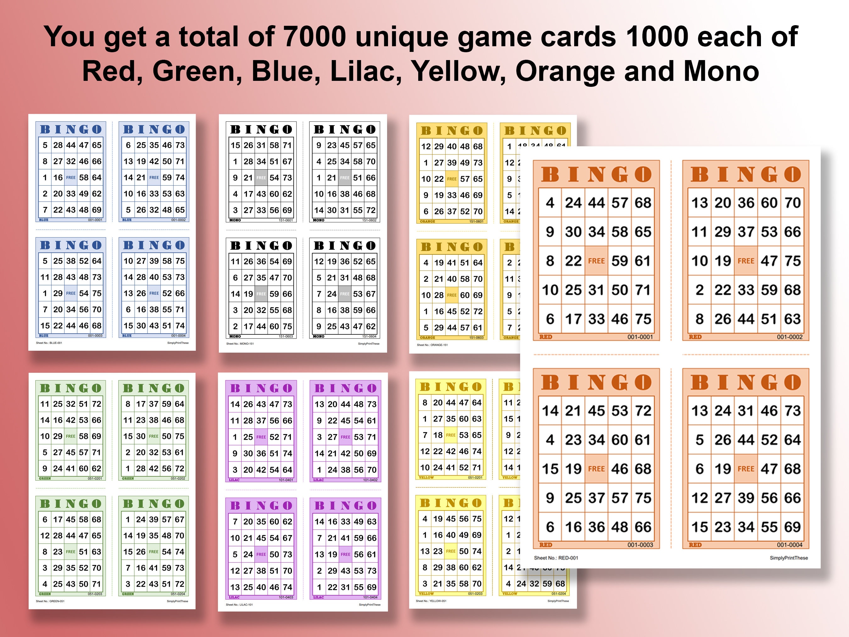 7000 Unique US Style Bingo Cards With Call Board (instant Download) - Etsy