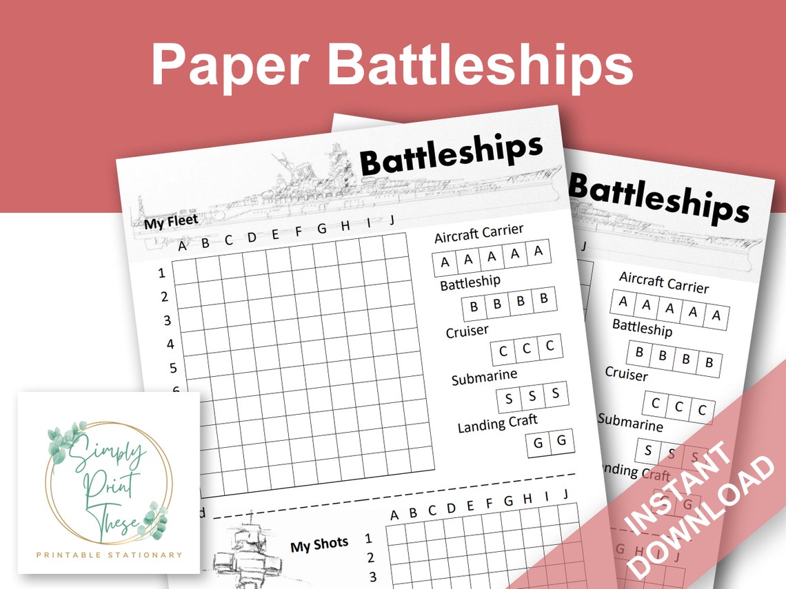 Printable Battleships Game, Great for Kids Play in the Car. Play ...