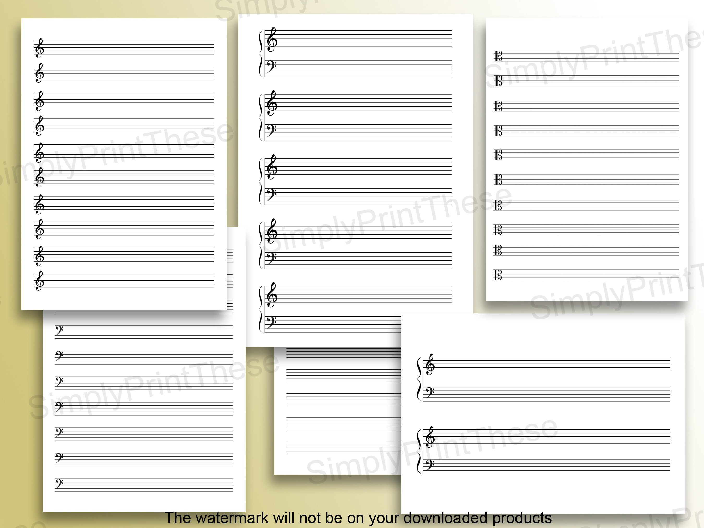 25 Music Worksheets With Staves, Bars, Notes, Flashcards & Piano ...