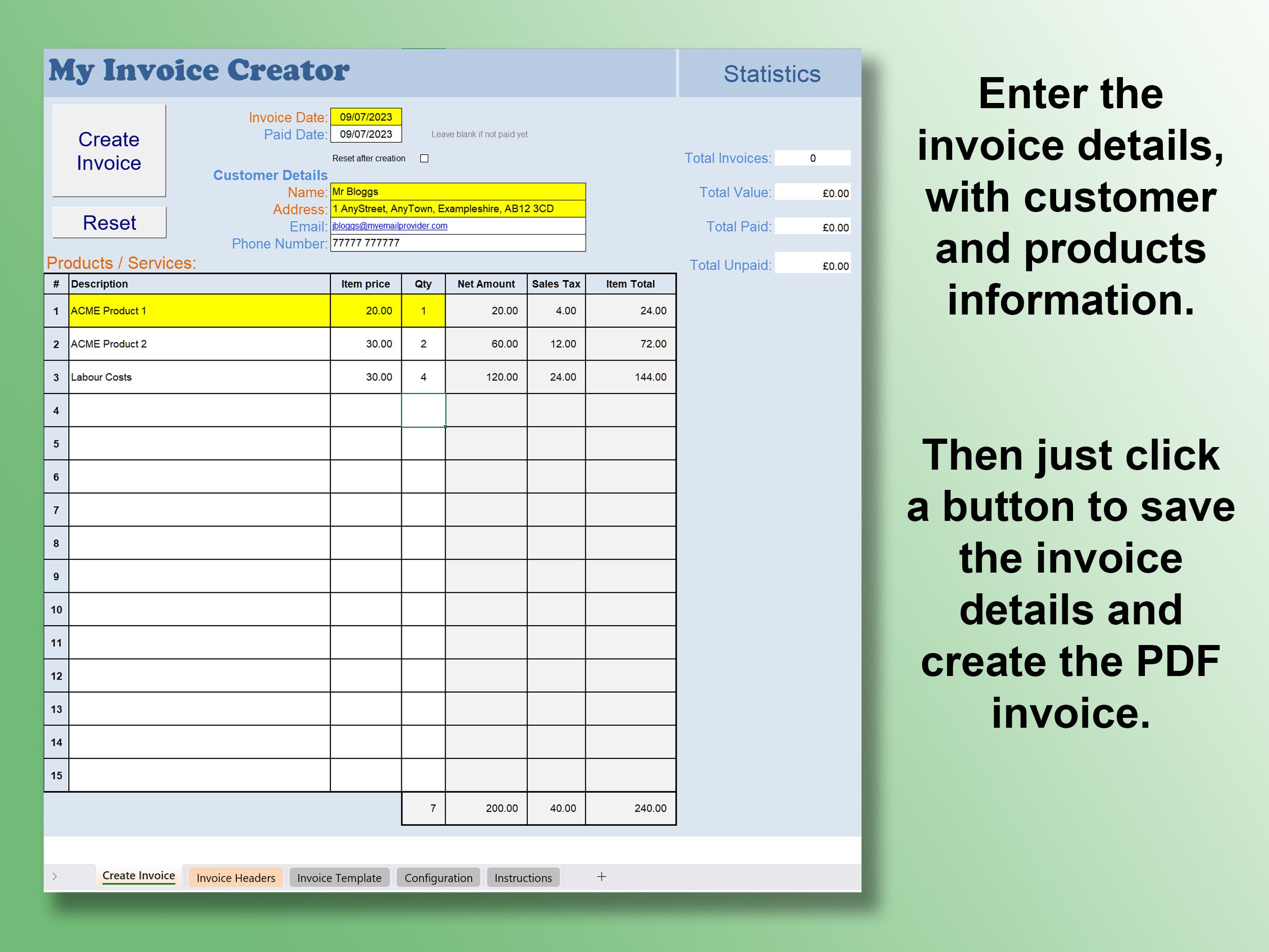 Invoice Creator, Excel Spreadsheet to Help You Create Great Looking Invoices and Get Paid by ...