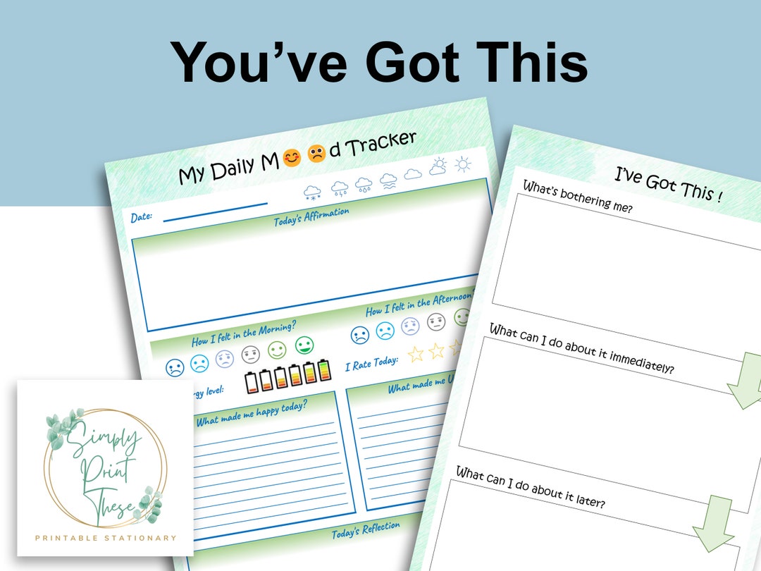 Printable PDF Mood and Worry Management Sheets Track Your - Etsy