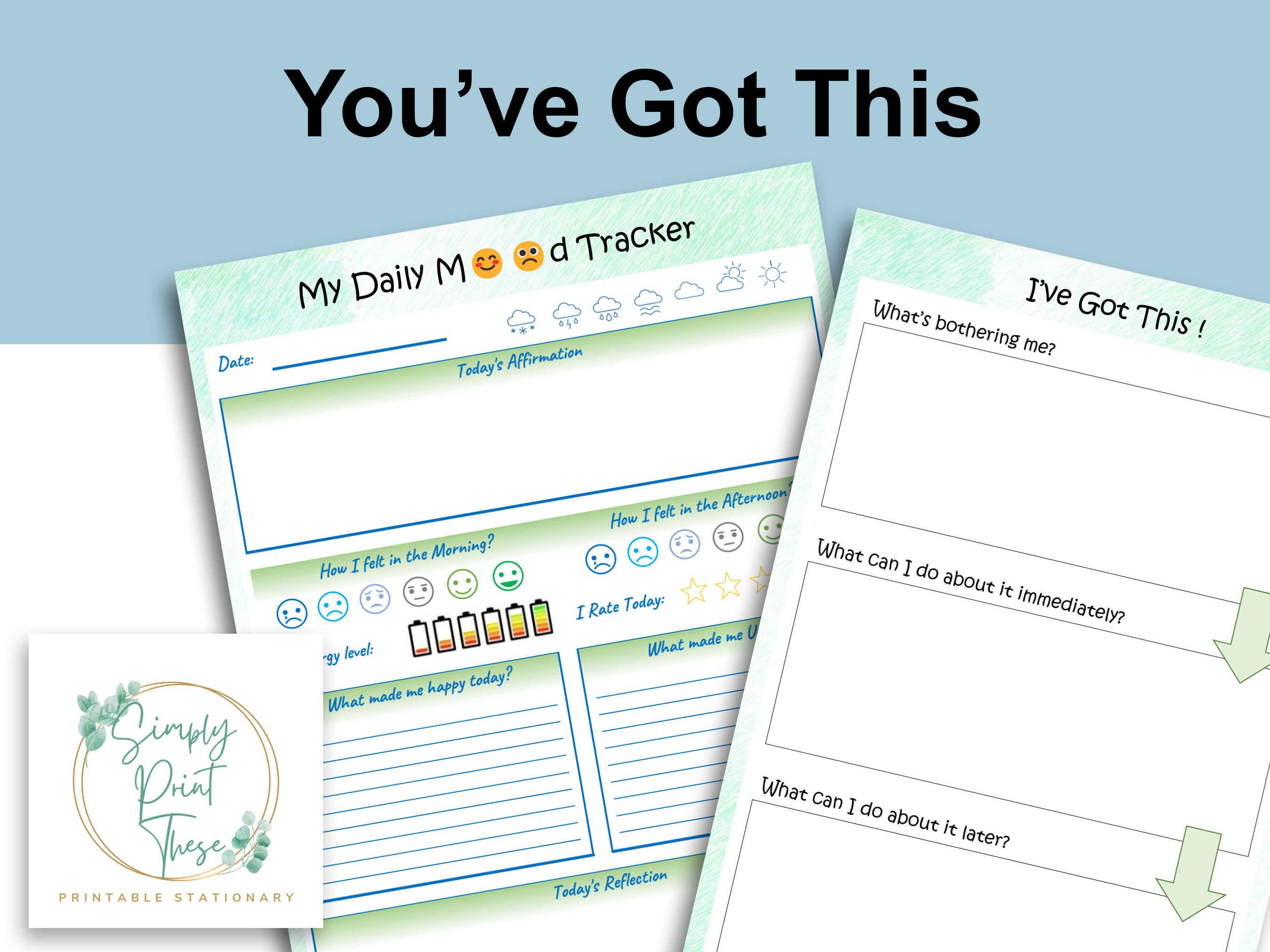 Printable PDF Mood and Worry Management Sheets Track Your - Etsy