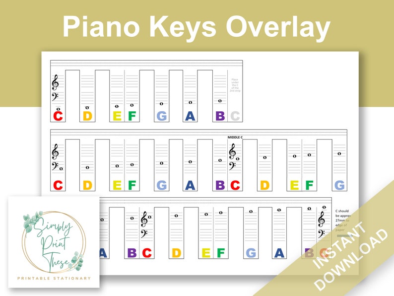 Piano Keyboard Overlay: Music Teacher Aid (printable PDF) - Etsy