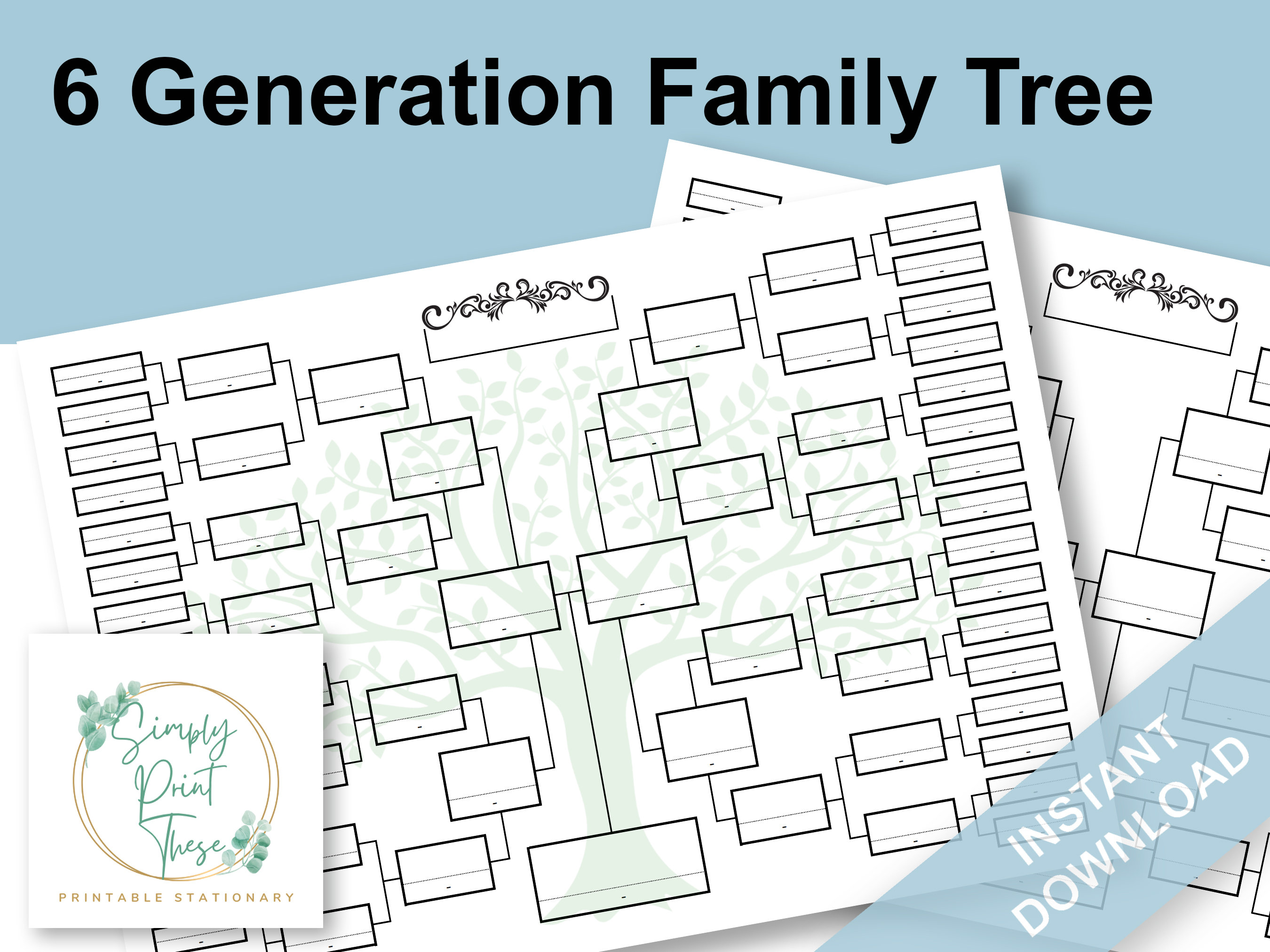 Printable 6 Generation Family Tree, PDF Download Blank Printable ...