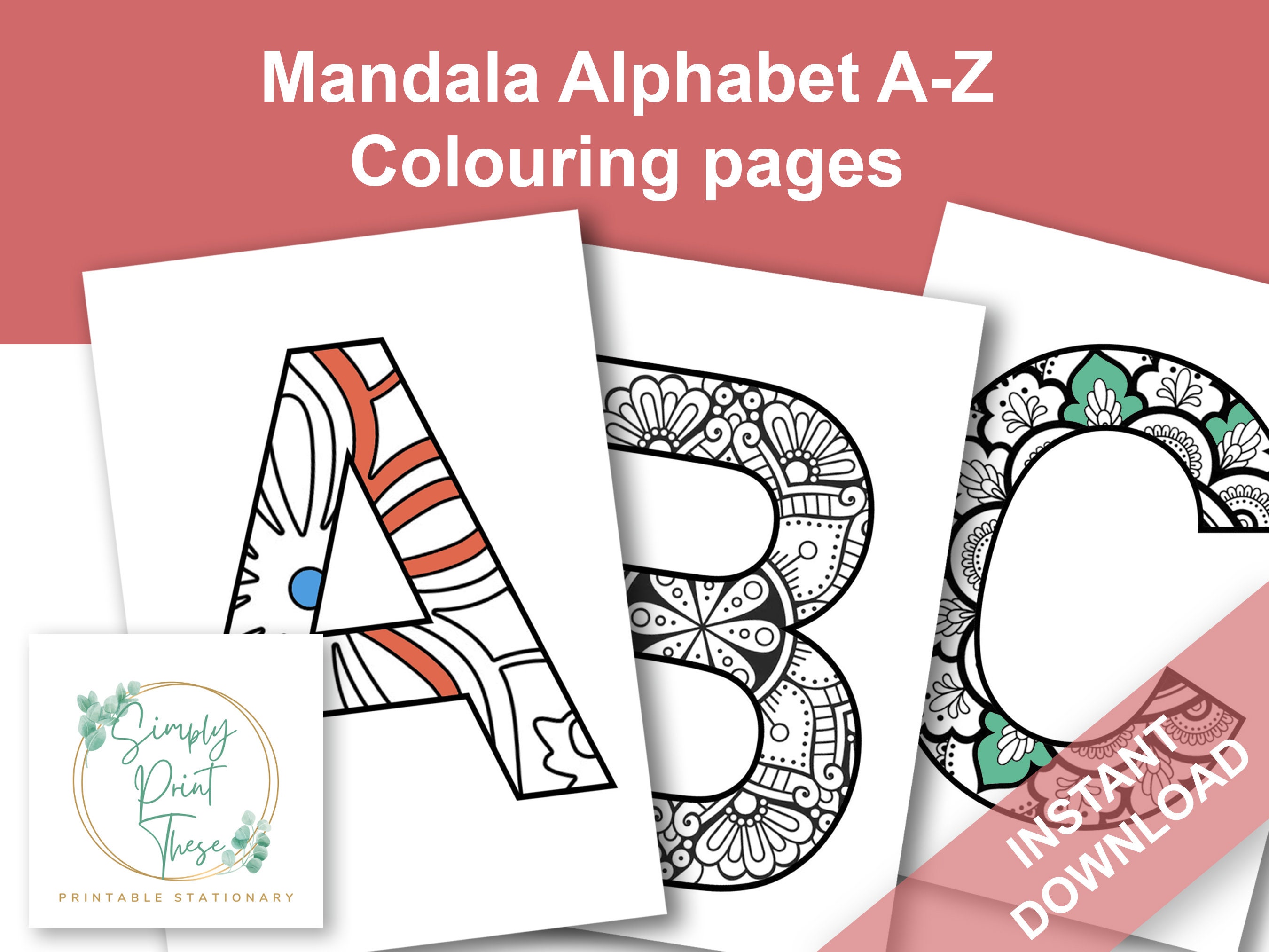 Printable A4 Mandala Letters for Colouring In, Great for All Ages ...