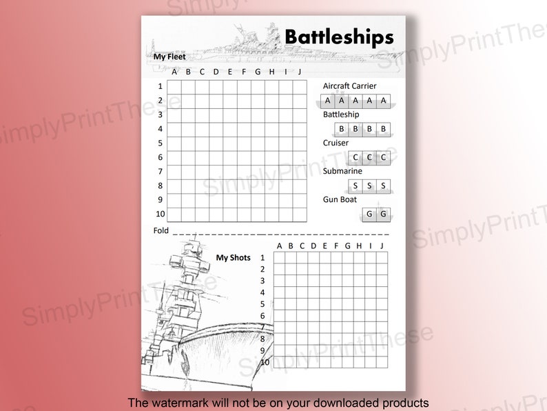 Printable Battleships Game, Great for Kids Play in the Car. Play ...