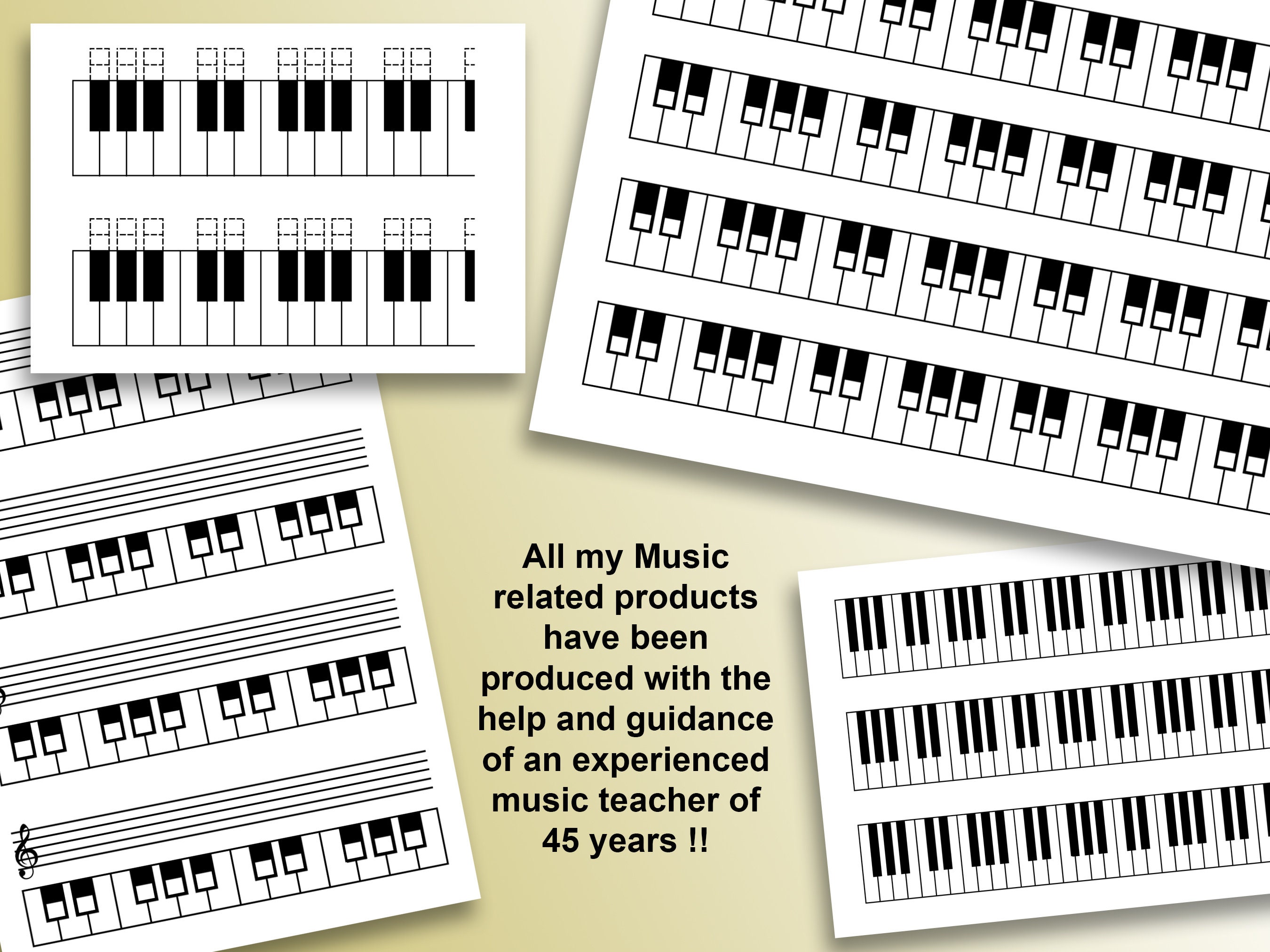 6 Different Printable PDF Piano Manuscript Sheets for Music Tutors to ...
