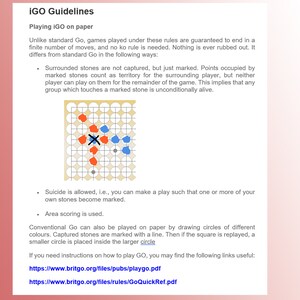 Printable Igo Sheets, based on the Popular Game of GO. Play GO ...