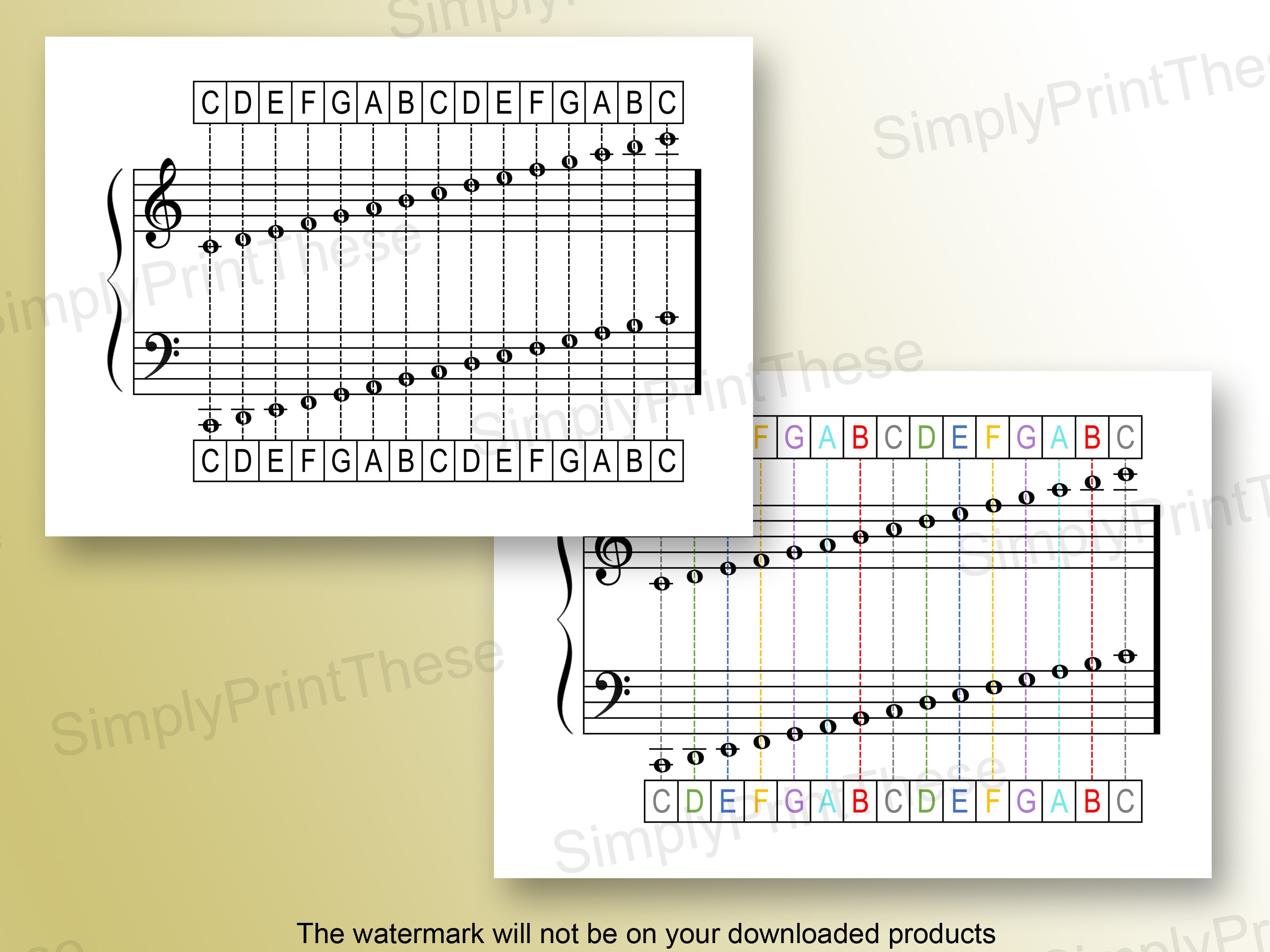 PDF Printable Music Pitch/notes Sheets for Music Tutors and for Music ...