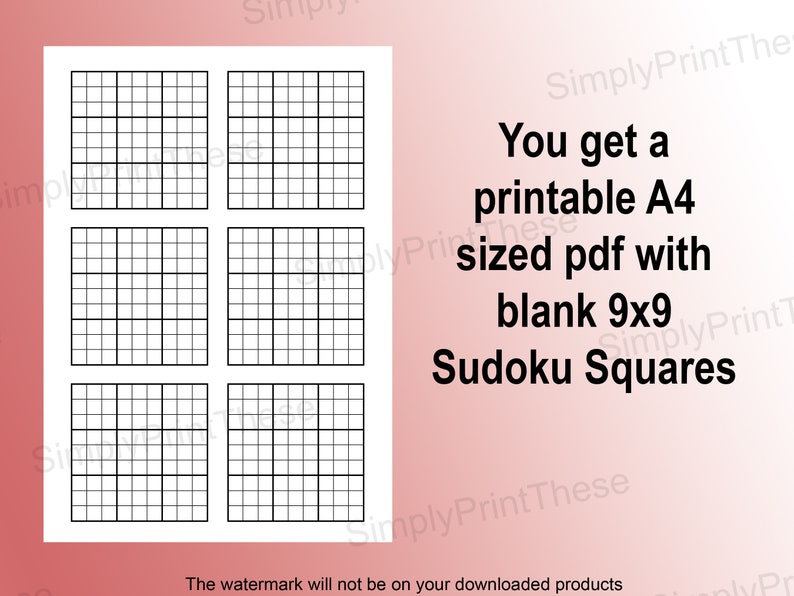 Printable Blank Sudoku Squares 9x9 16x16 6x6 and 4x4 Sudoku - Etsy