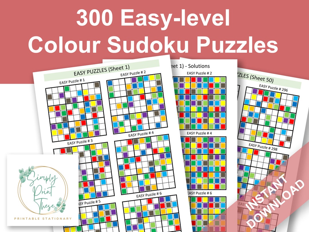 300 Printable Easy-level Colour Sudoku Puzzles for You to Complete ...