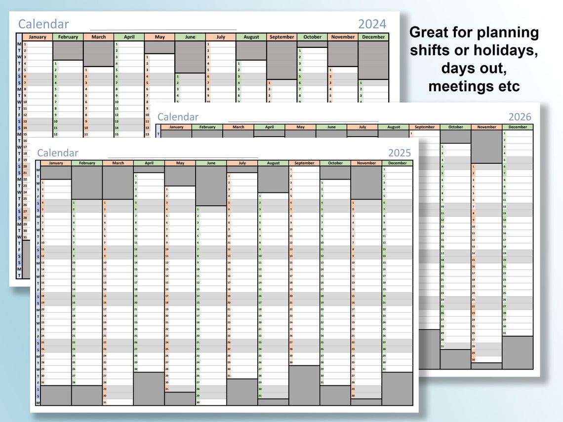 Printable 2024, 2025 and 2026 Calendar Bundle 2024-26 Organisers ...