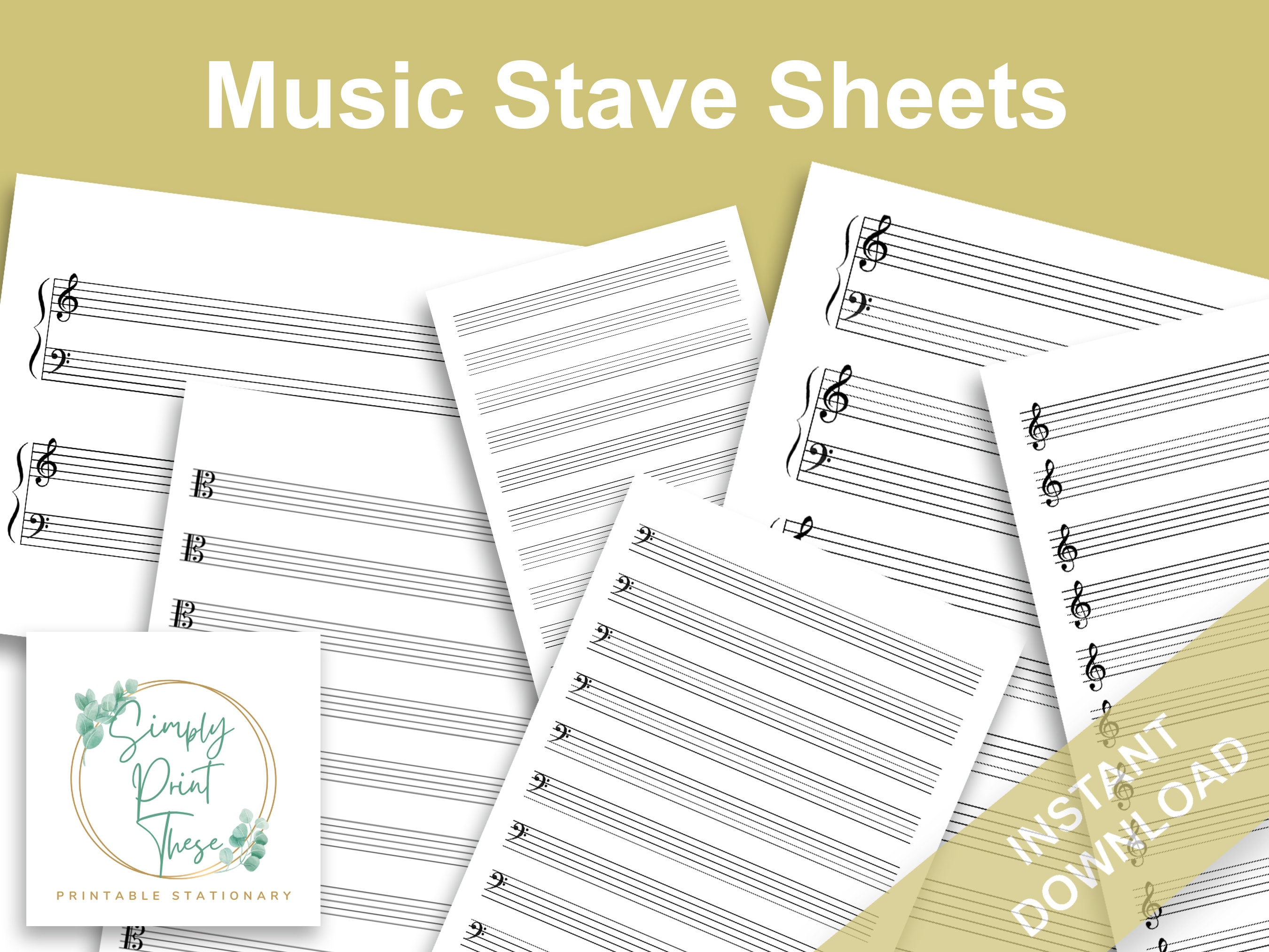 Printable Manuscript Stave Sheets Blank Music Score Sheet Music Stave ...