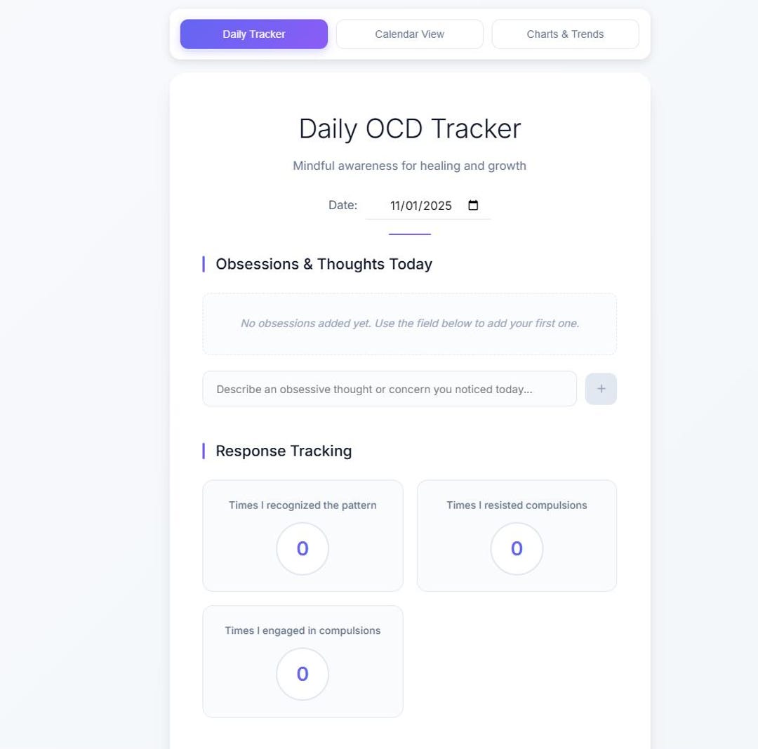 OCD (obsessive-compulsive Disorder) Tracker/calendar/chart APP + OCD ...